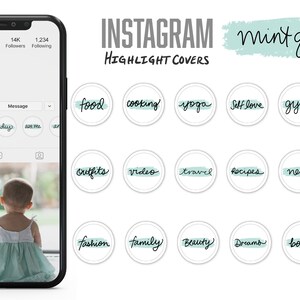 Instagram Hand Written Highlight Covers 56 Hand Lettered Words Mint ...