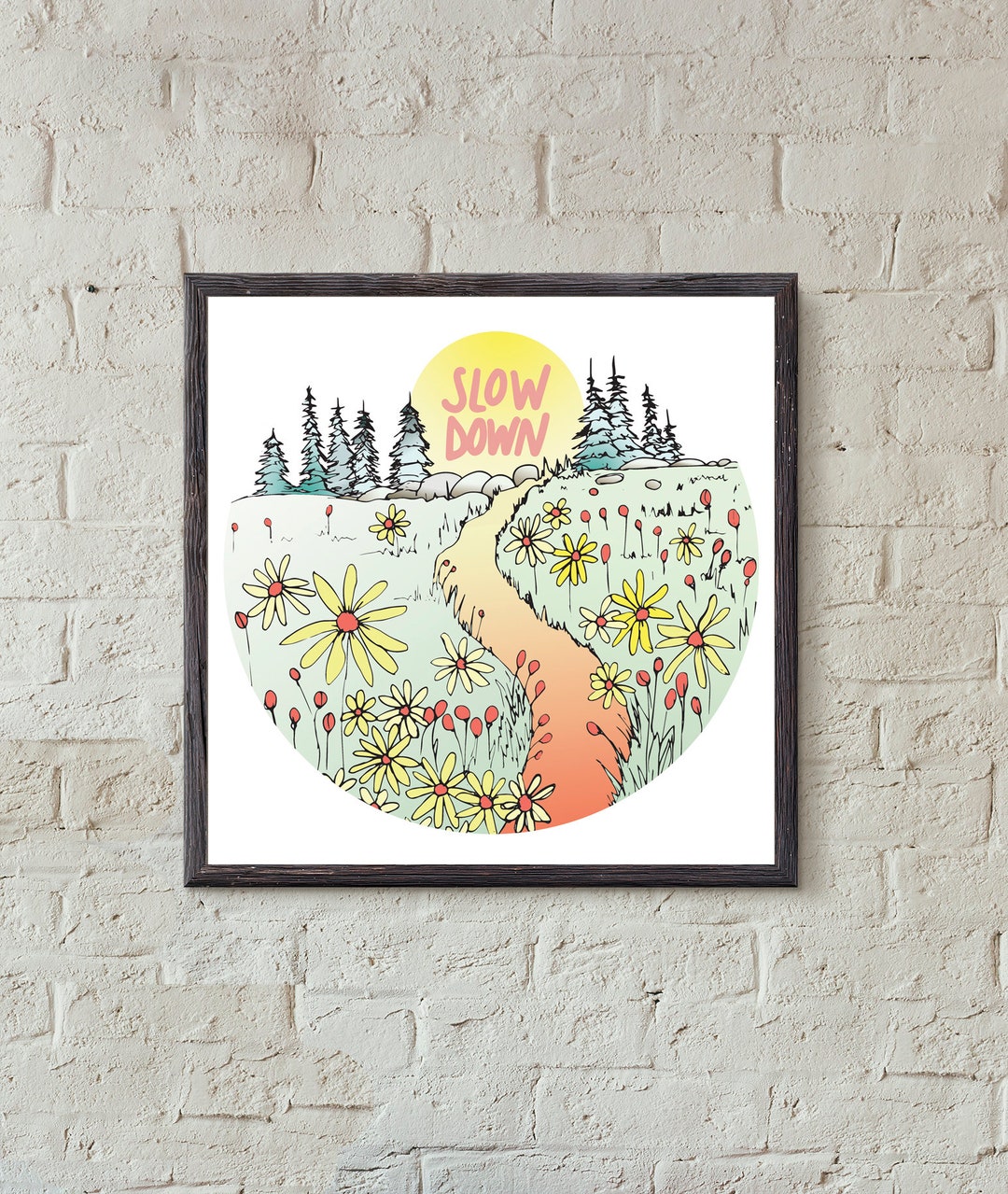 Slow Down Illustration Art Print, Colorful Whimsical Art Print, Signed ...