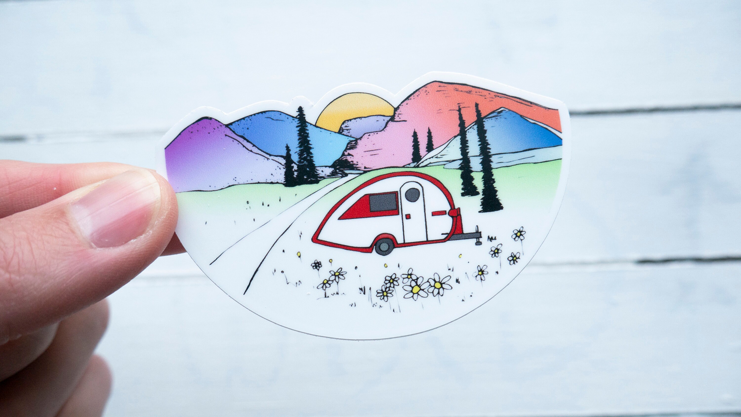 Red Teardrop Camper Sticker | Etsy