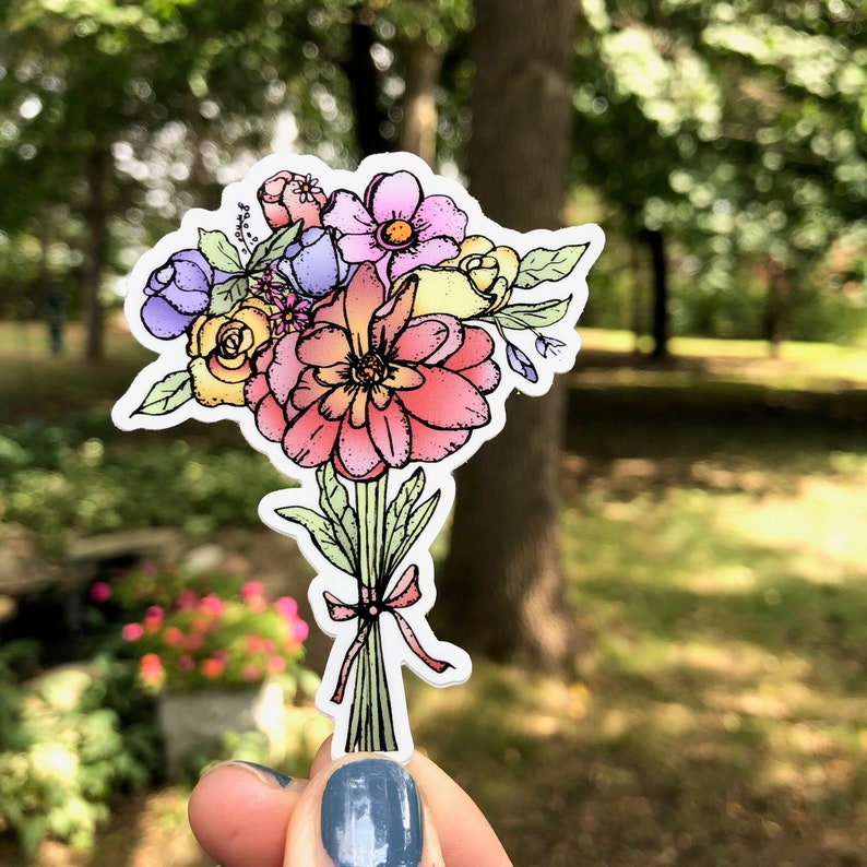 In Bloom Bouquet Vinyl Sticker - Etsy