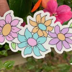 Pretty Pastel Flowers Vinyl Sticker - Etsy