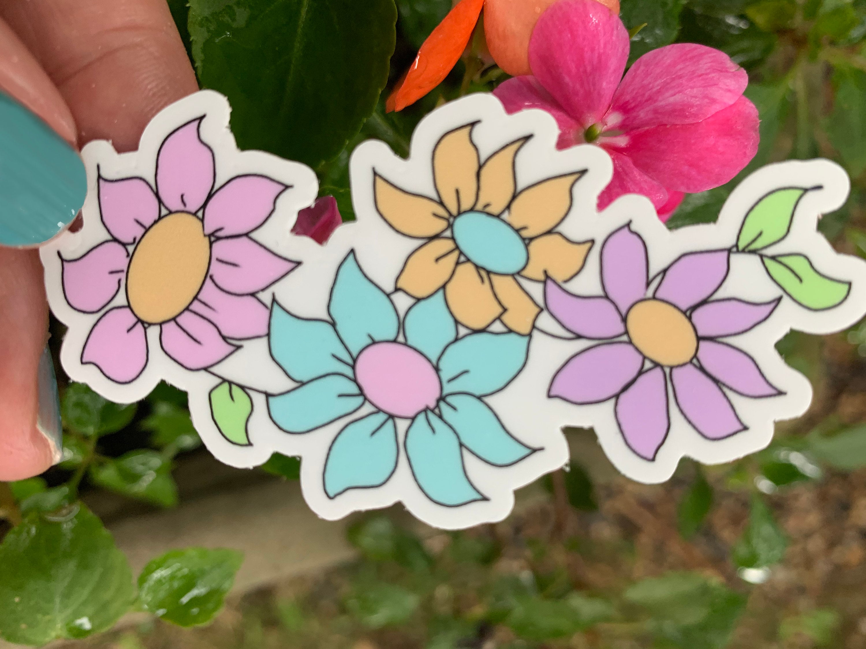 Pretty Pastel Flowers Vinyl Sticker | Etsy