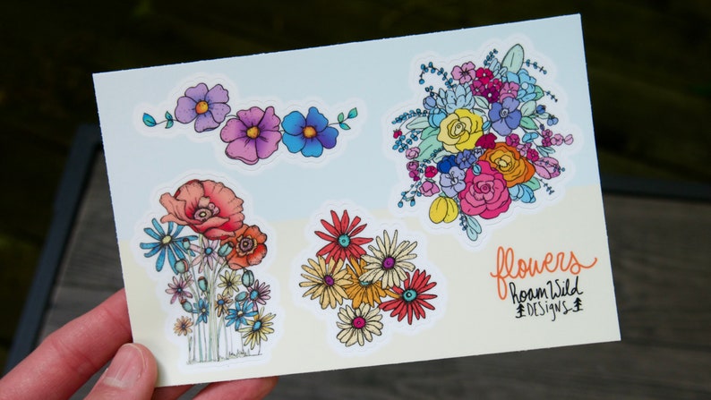 Flowers Blooming Vinyl Sticker Sheet 4 Cute Flower Stickers - Etsy