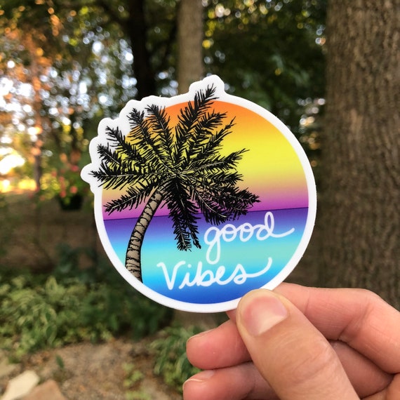 Good Vibes Tropical Vinyl Sticker | Etsy