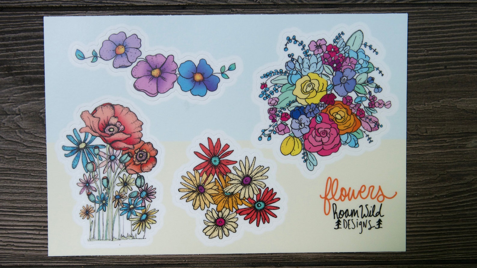 Flowers Blooming Vinyl Sticker Sheet 4 Cute Flower Stickers | Etsy