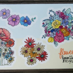 Flowers Blooming Vinyl Sticker Sheet, 4 Cute Flower Stickers! - Etsy