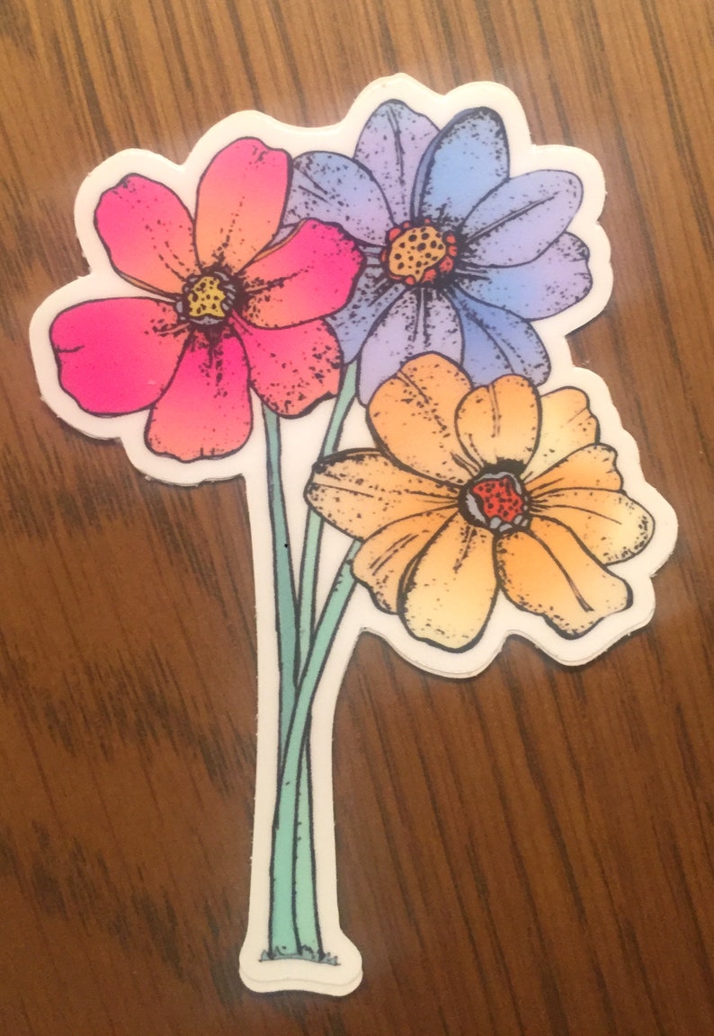 Neon Daisy Flower Sticker Small Laptop Sticker Small Phone - Etsy
