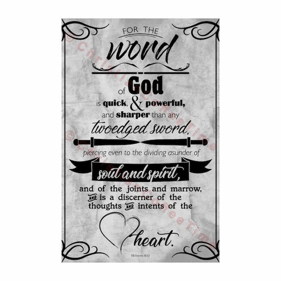 Printable Poster Hebrews 4:12 KJV Grey Background | Etsy