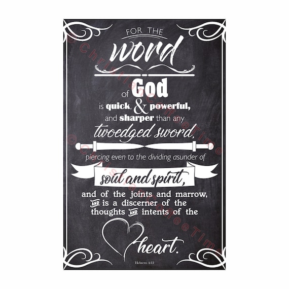 Printable Poster Hebrews 4:12 KJV Chalkboard Background | Etsy