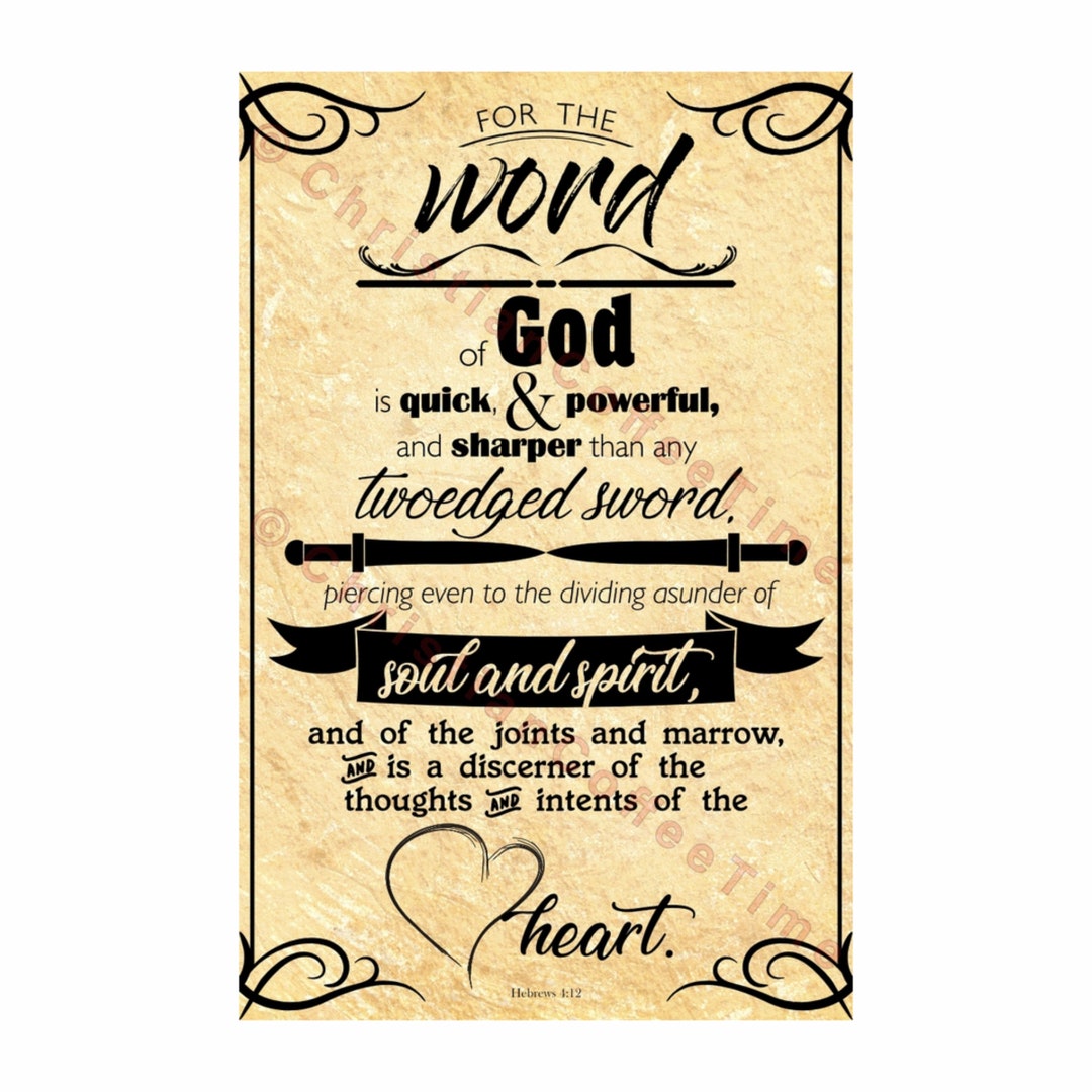 Printable Poster - Hebrews 4:12 KJV - Beige Background - Etsy