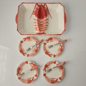 Vintage Prawn Serving Platter Set: Seafood Plates & Forks - Etsy