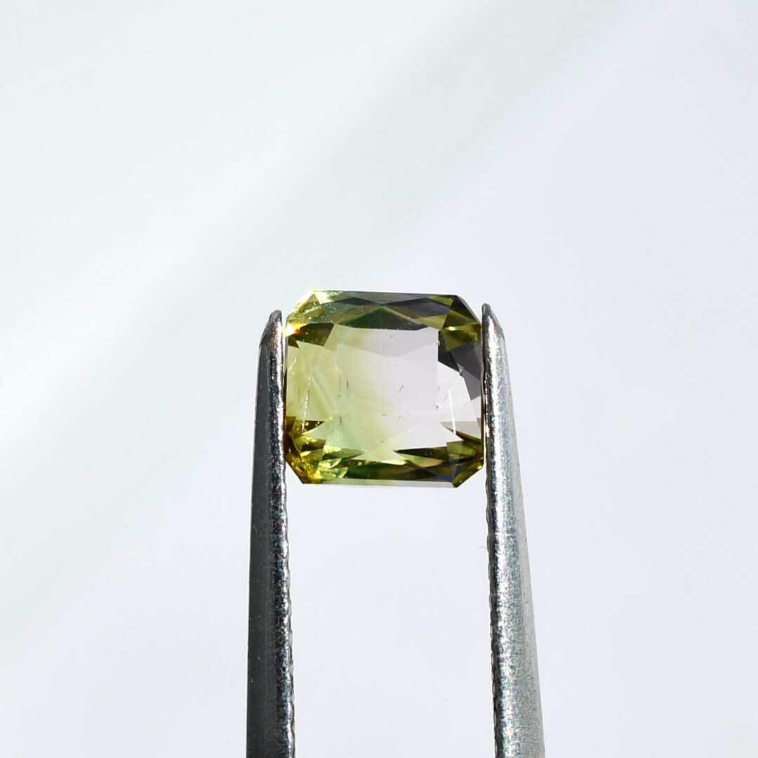 Radiant 6mm Bicolor Tourmaline, Pastel Green and Colorless, This Gem ...
