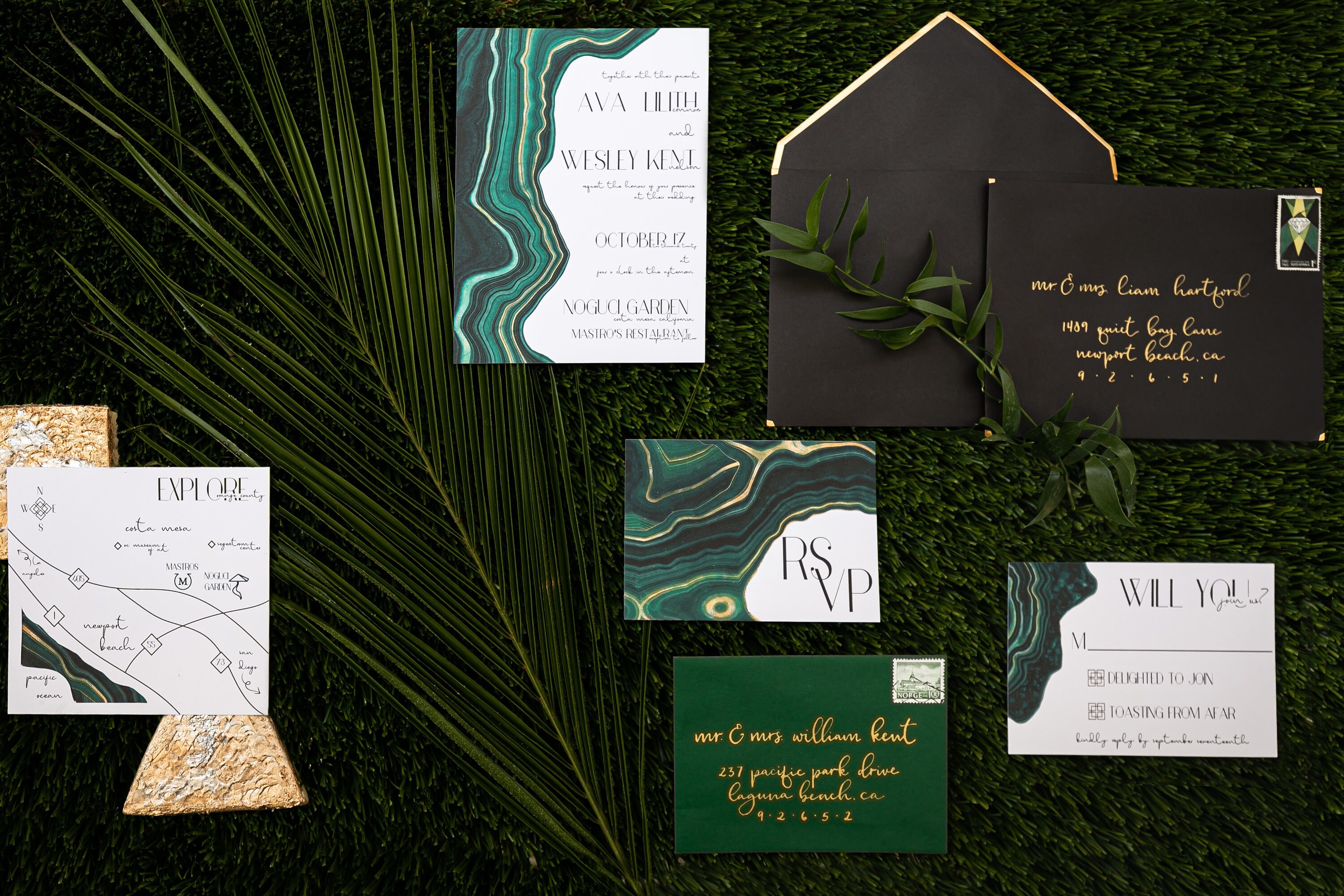 Malachite Wedding Invitation Suite 5-PC Dark Green Malachite - Etsy