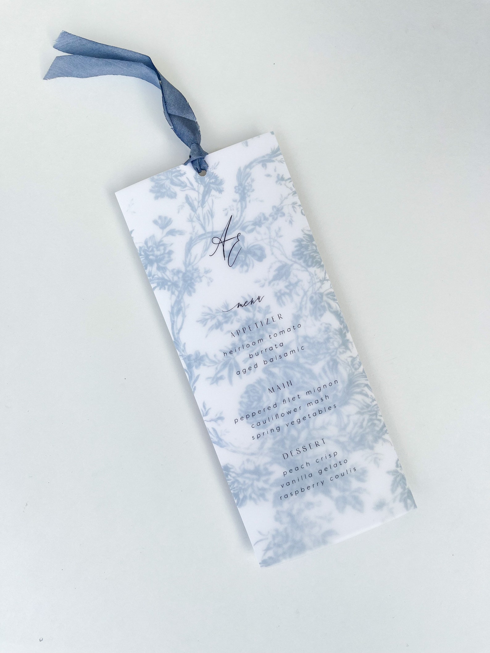 Vellum Wedding Menu With Silk Ribbon Romantic Floral - Etsy