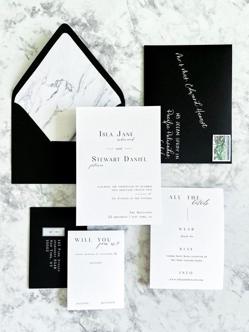 Manhattan Semi-custom Wedding Invitation Modern Minimalist - Etsy