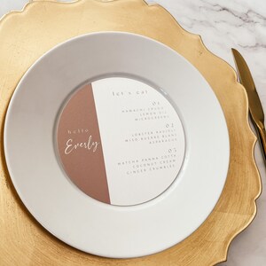 Circle Colorblock Wedding Menu With Place Card | Multiple Colors ...