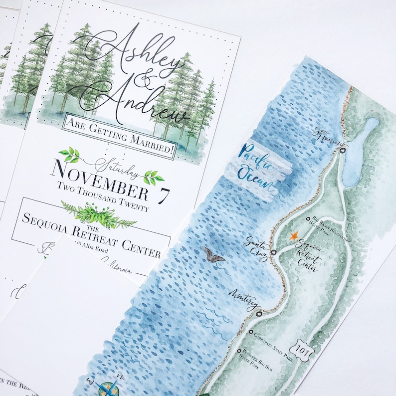 Custom Watercolor Wedding Map - Etsy