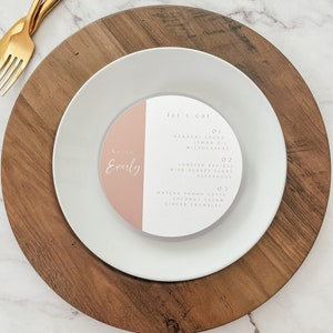 Circle Colorblock Wedding Menu With Place Card | Multiple Colors ...