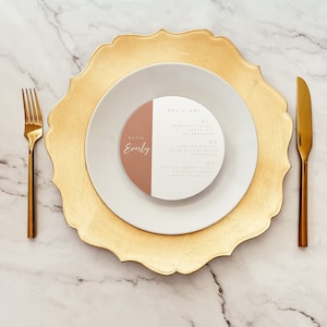 Circle Colorblock Wedding Menu With Place Card | Multiple Colors ...