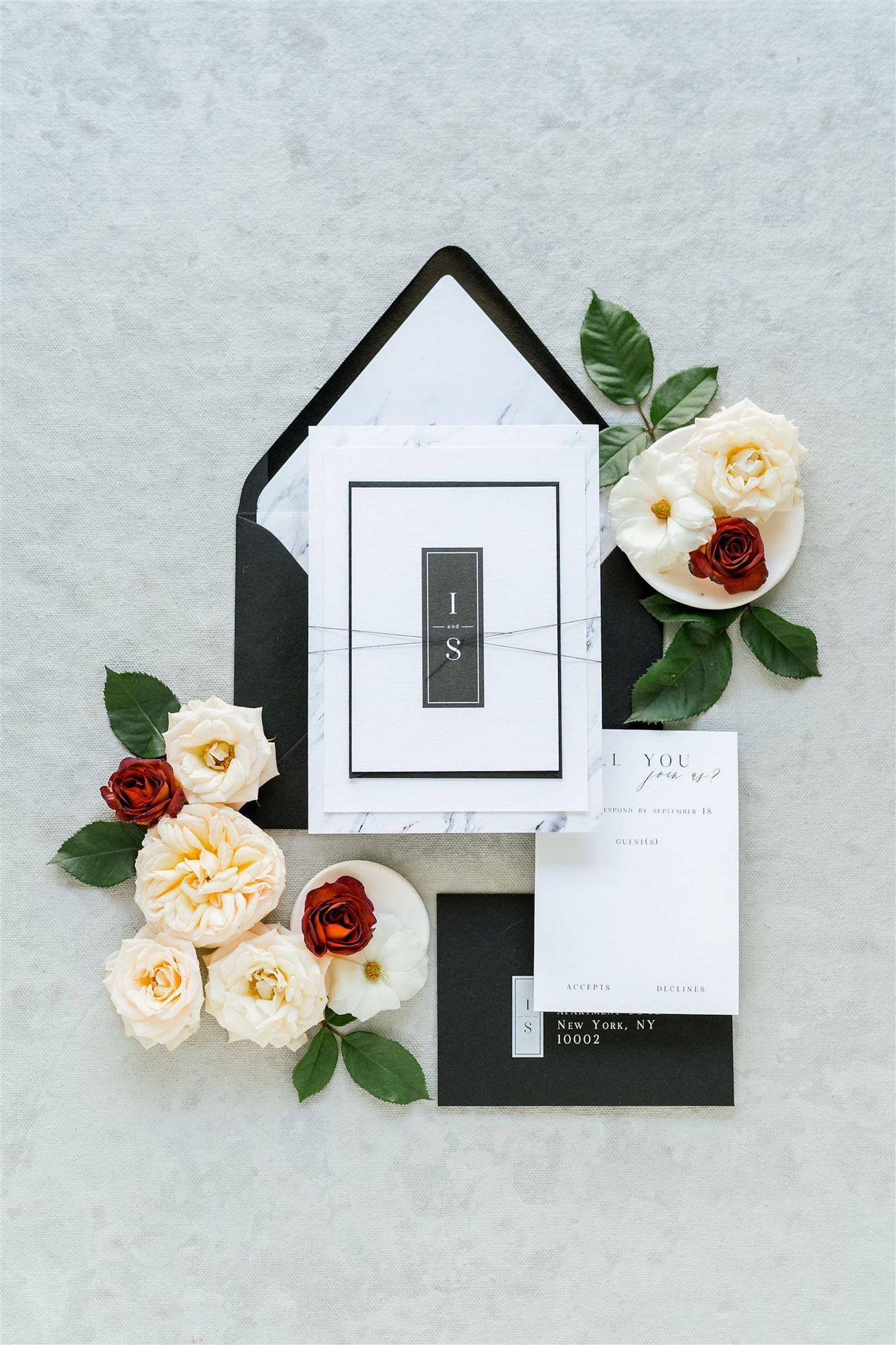 Manhattan Semi-custom Wedding Invitation | Modern, Minimalist, Black ...