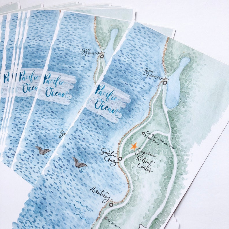 Custom Watercolor Wedding Map - Etsy
