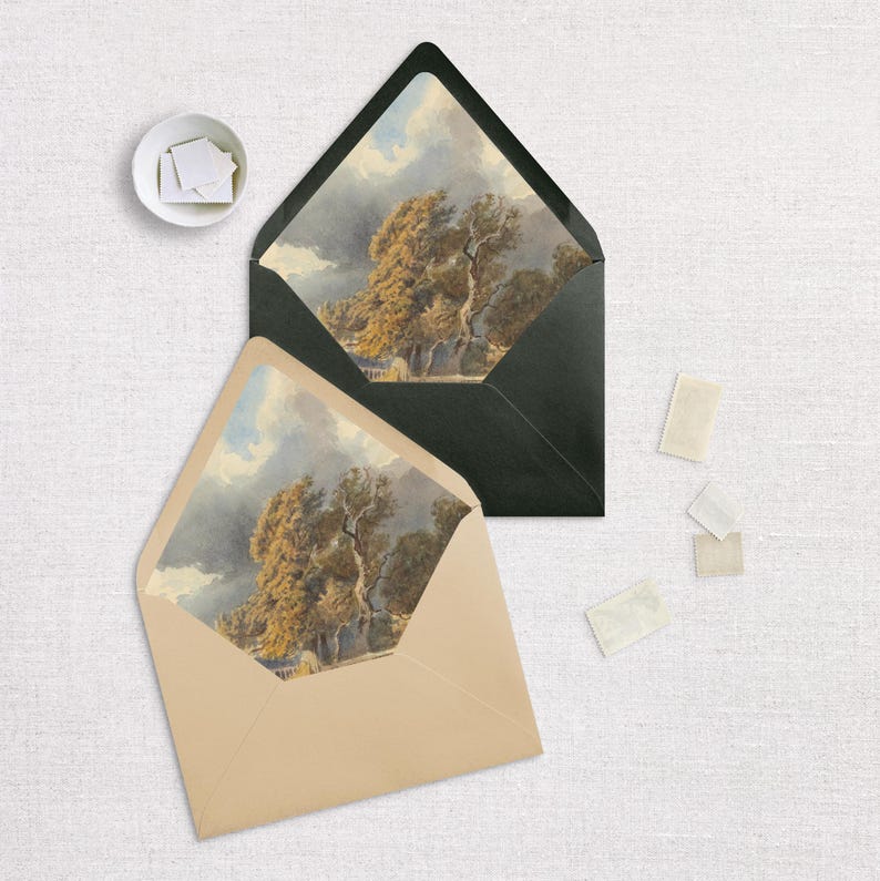 Romantic Landscape Envelope Liner | Fine Art Oil Painting Greenery ...