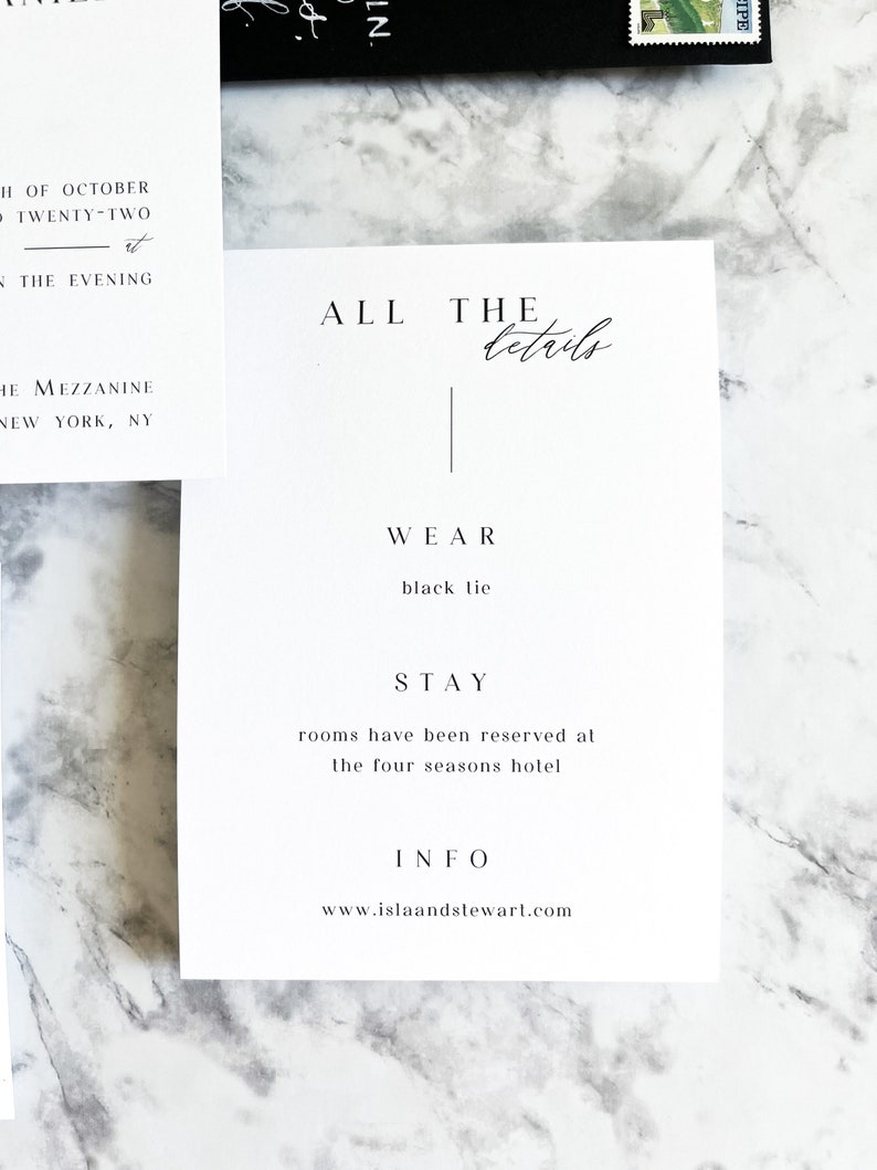 Manhattan Semi-custom Wedding Invitation | Modern, Minimalist, Black ...