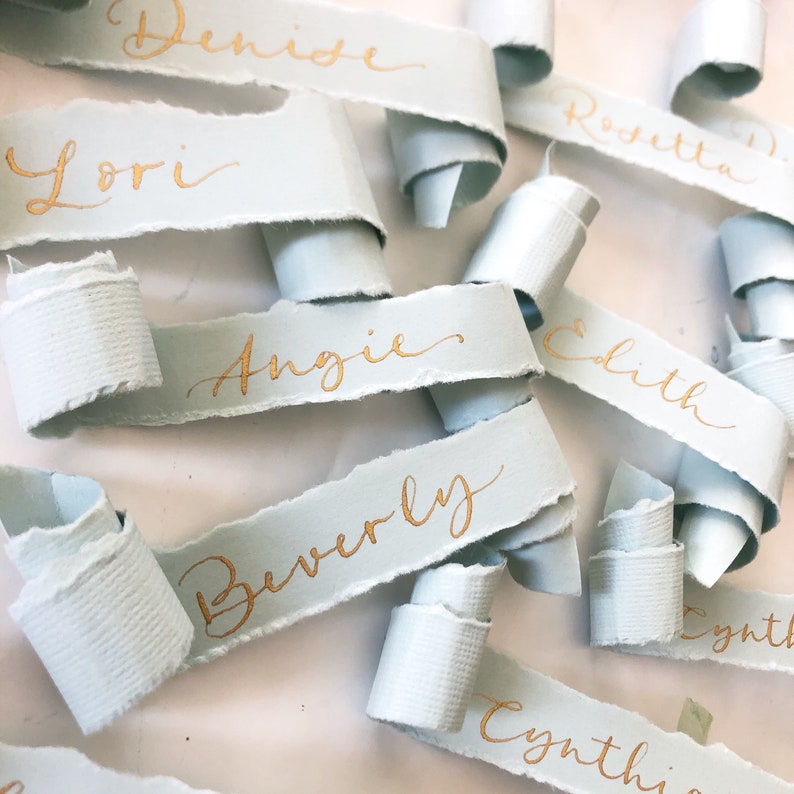 Scroll Paper Place Cards With Hand Calligraphy Romantic | Etsy