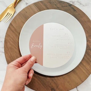 Circle Colorblock Wedding Menu With Place Card | Multiple Colors ...