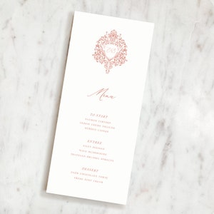 Versailles Wedding Menu | French Floral Monogram Wedding Menu, Romantic ...