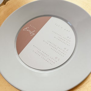 Circle Colorblock Wedding Menu With Place Card | Multiple Colors ...