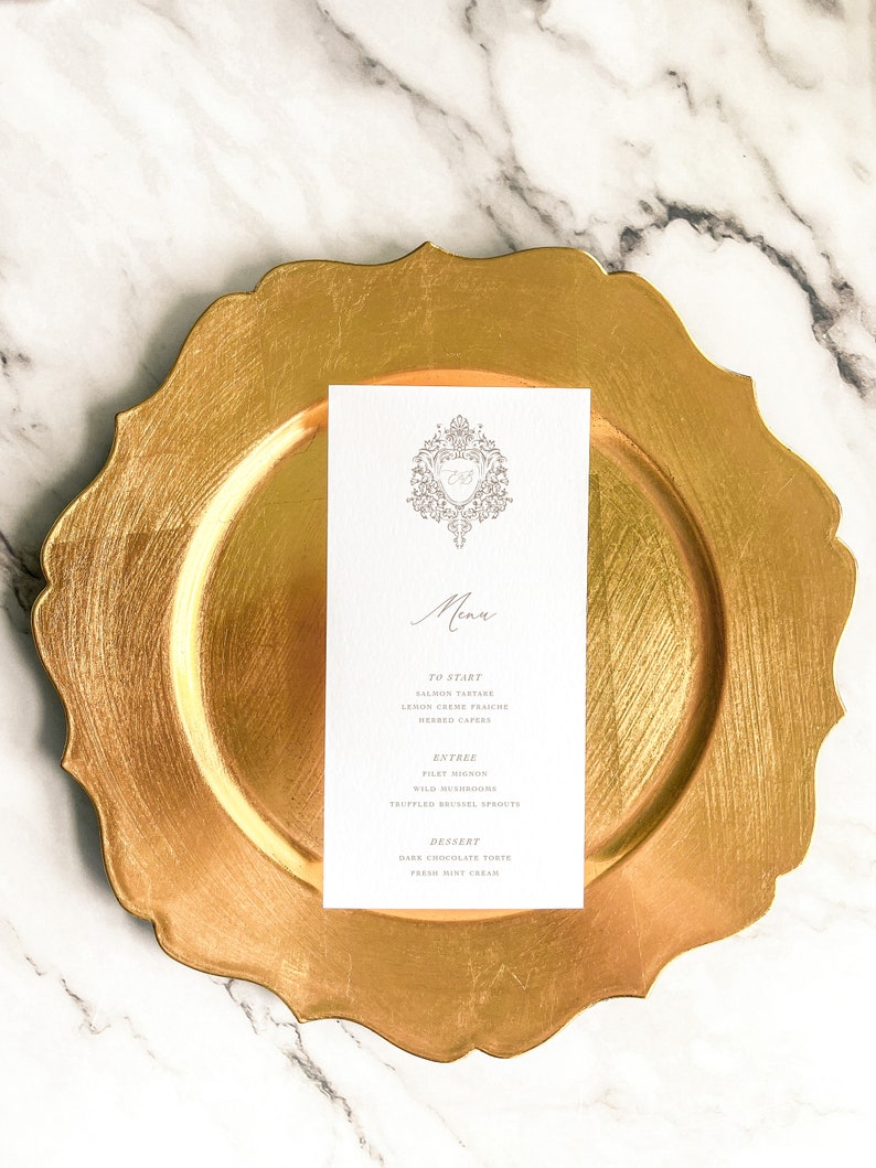 Versailles Wedding Menu French Floral Monogram Wedding Menu - Etsy