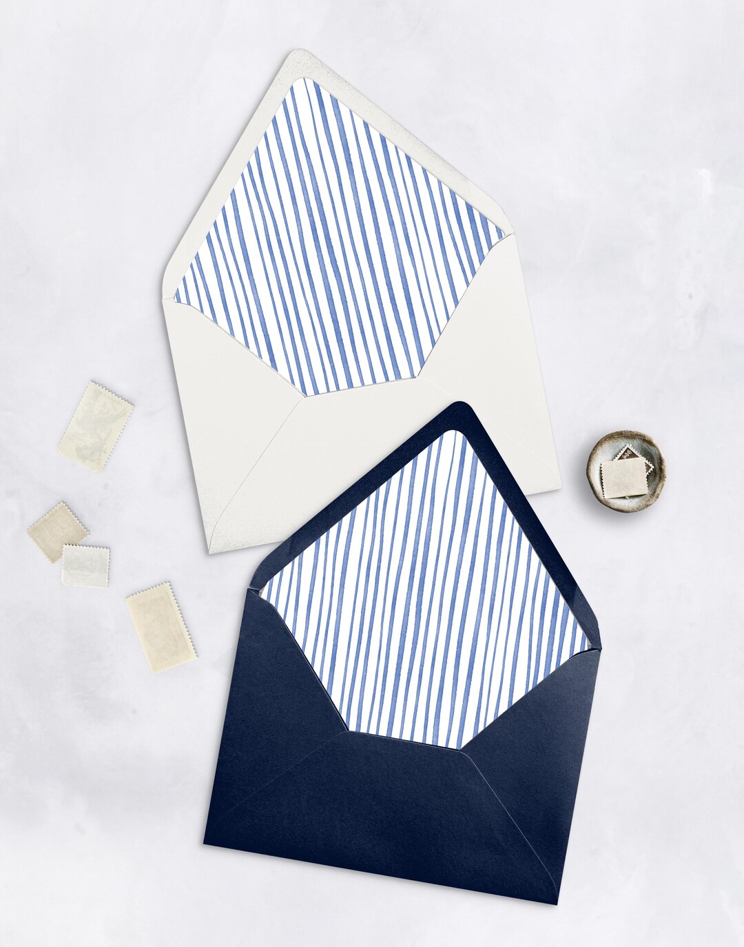 Blue Watercolor Stripes Envelope Liner | Watercolor, Coastal, Preppy ...