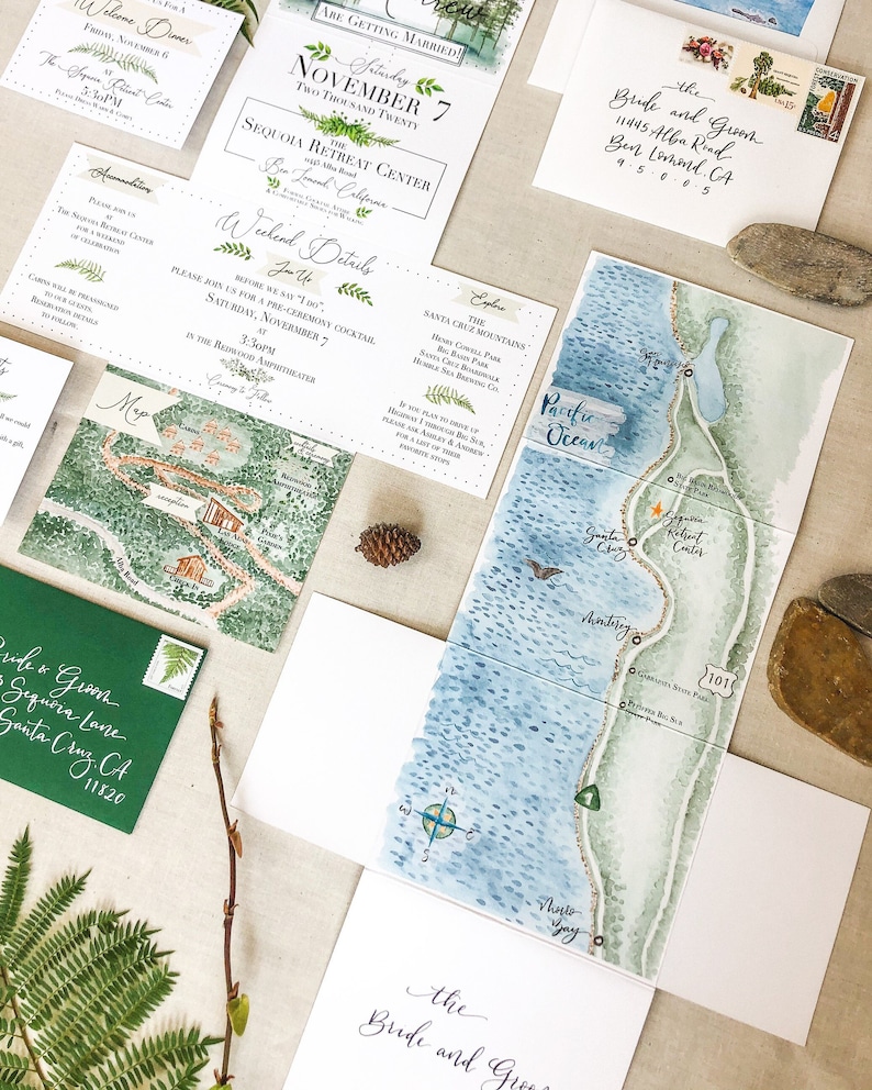 Custom Watercolor Wedding Map - Etsy