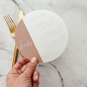 Circle Colorblock Wedding Menu With Place Card | Multiple Colors ...
