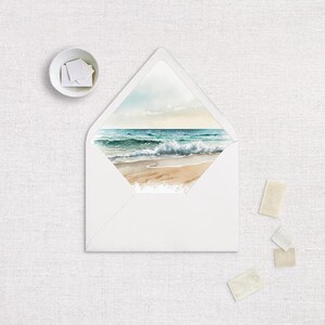 DIGITAL Watercolor Beach Envelope Liner | Ocean, Waves, Coast - Etsy