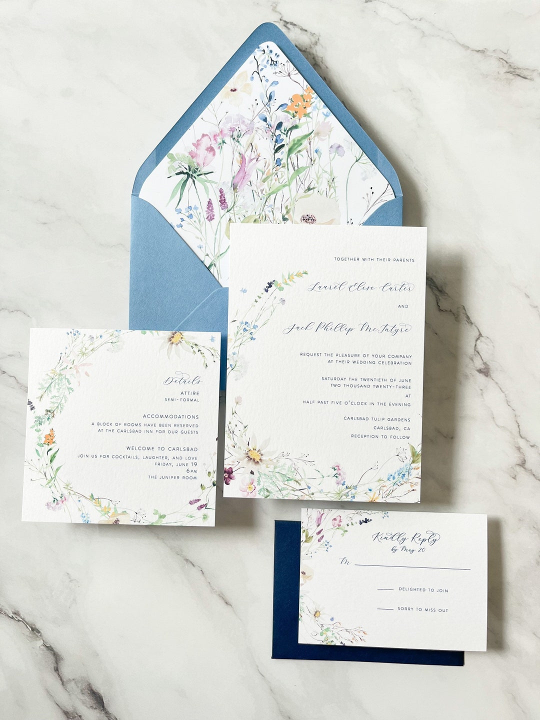 Yellowstone Wedding Invitation Set | Wildflower, Watercolor Floral ...