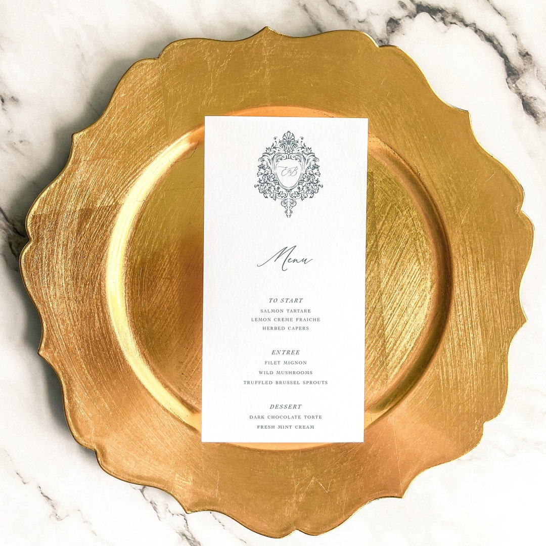 Versailles Wedding Menu | French Floral Monogram Wedding Menu, Romantic ...