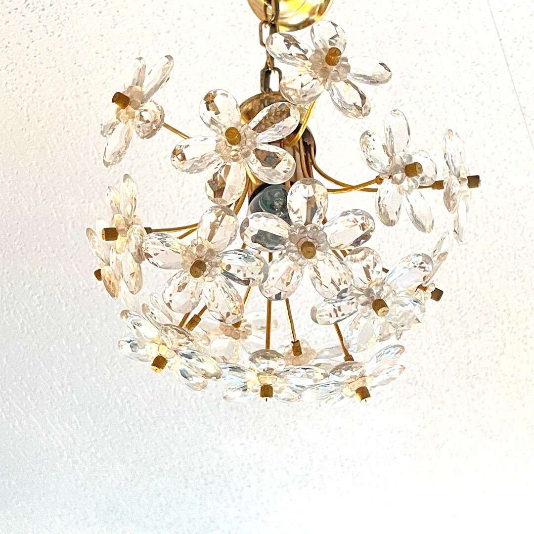 Flower Chandelier Ceiling Light Crystal Flower Chandelier by Palwa - Etsy