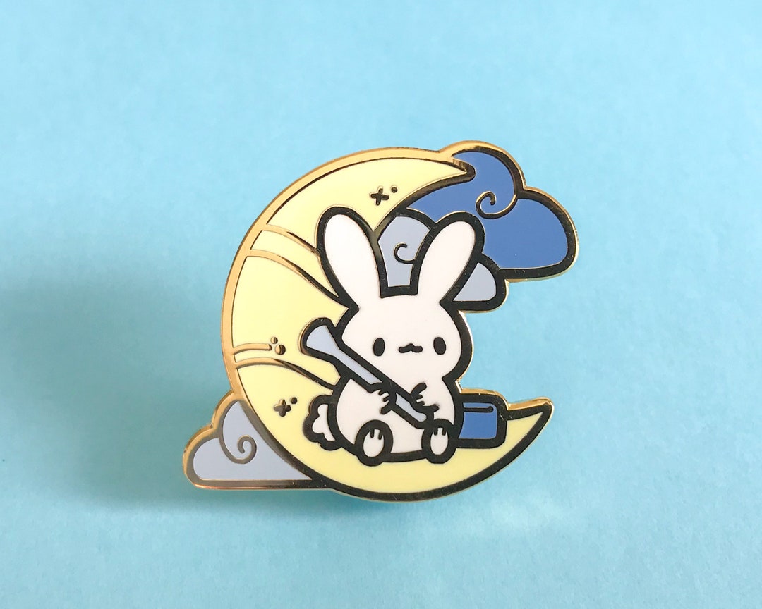 Moon Rabbit Enamel Pin - Etsy