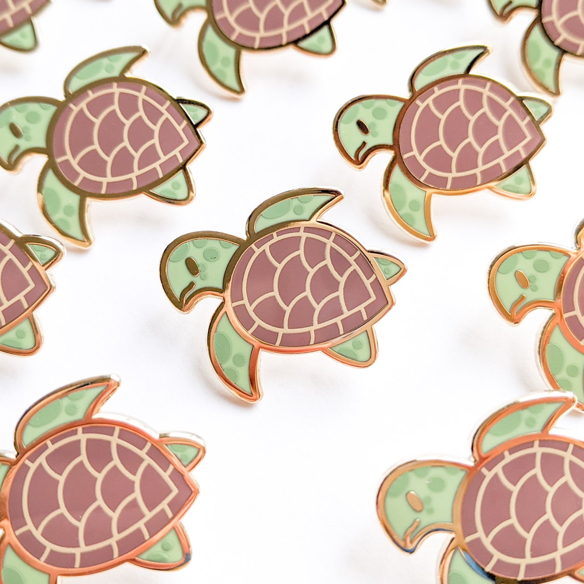 Green Sea Turtle - Tiny Reptile Enamel Pins - Etsy