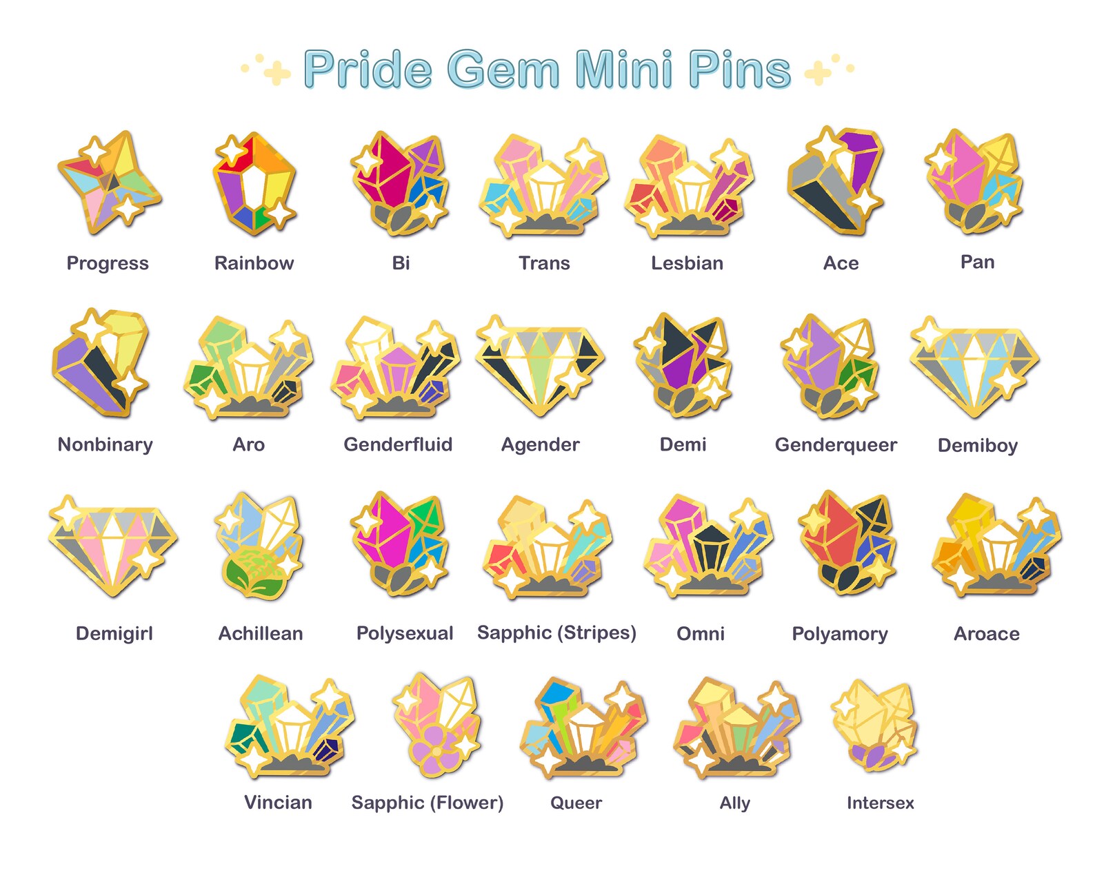 Pride Gem Mini Enamel Pins (0.75 Inches) - Etsy