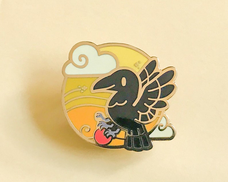 Sun Crow Enamel Pin | Etsy
