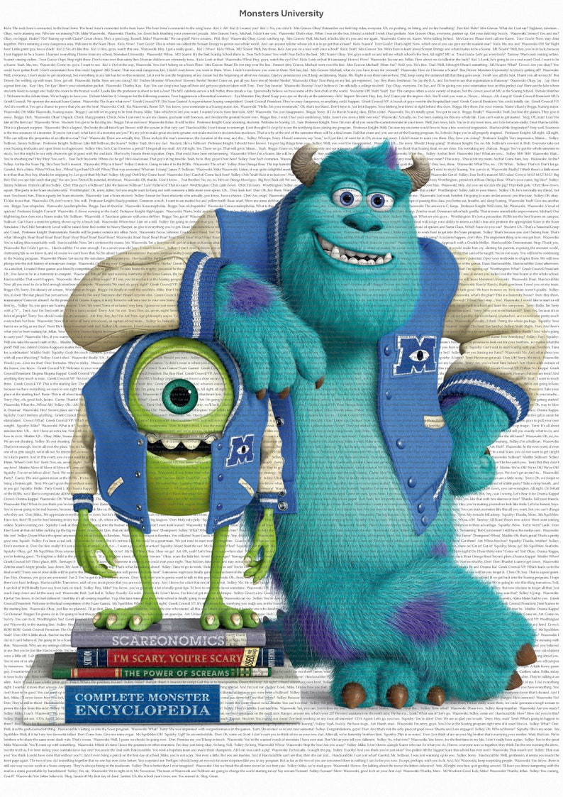 Monsters University Movie Script Poster, Film Memorabilia Print ...