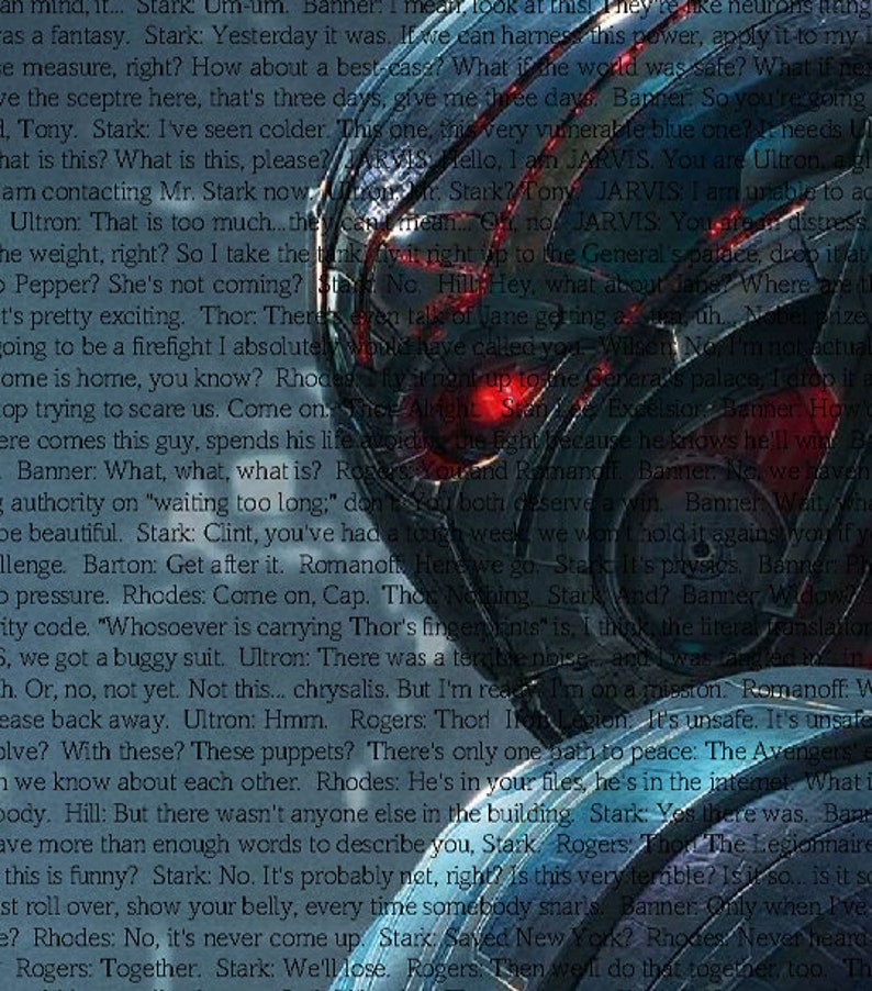 Avengers: Age of Ultron Movie Script Poster, Film Memorabilia Print ...