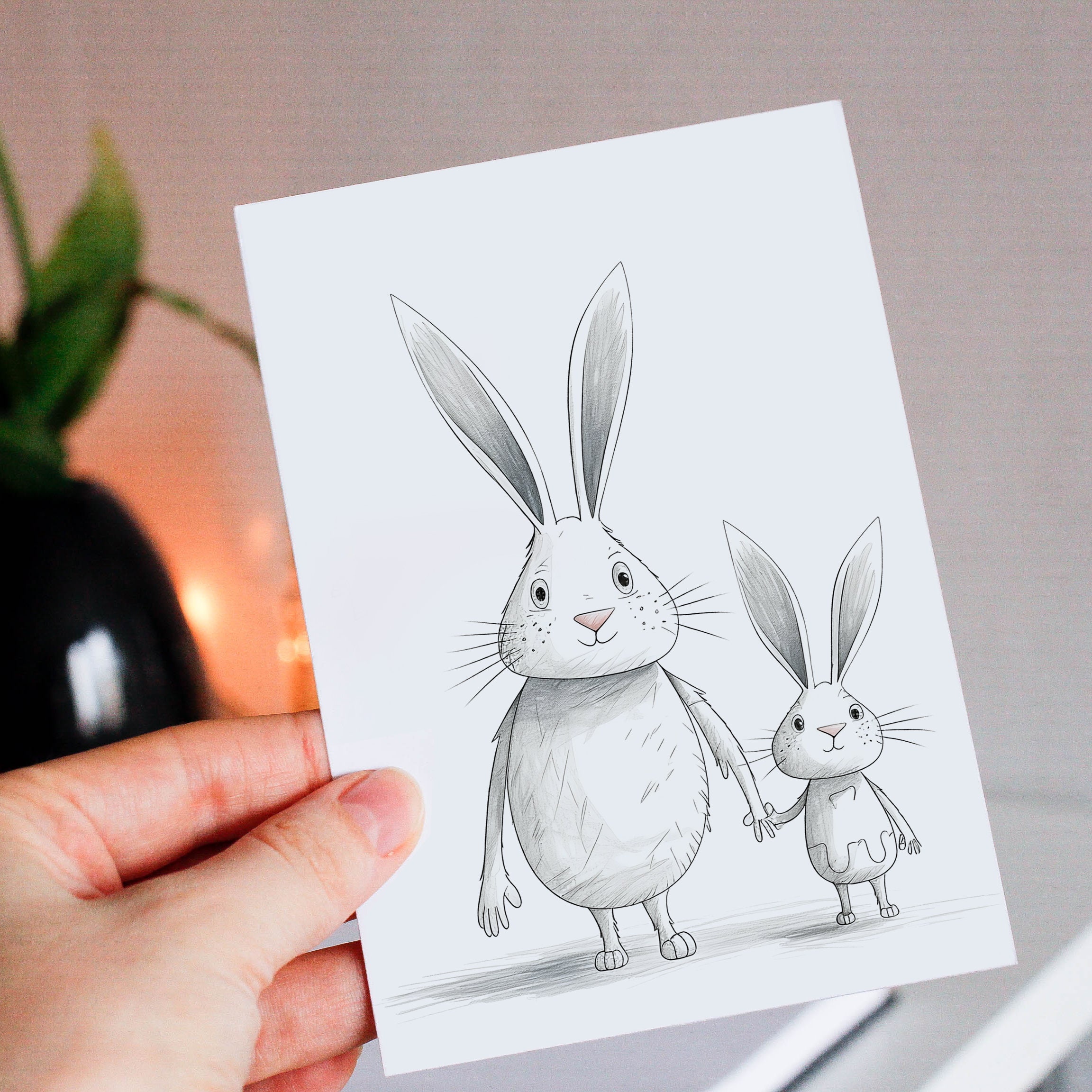 Mama & Baby Bunny - Mother's Day Digital Art - Transparent Background ...