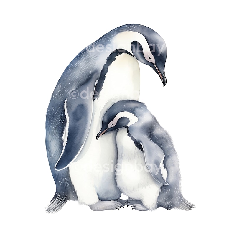 Mama & Baby Penguin - Mother's Day Digital Art - Printable - Digital ...