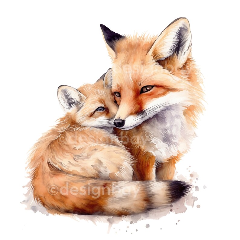Mama & Baby Fox - Mother's Day Digital Art - Printable - Digital ...