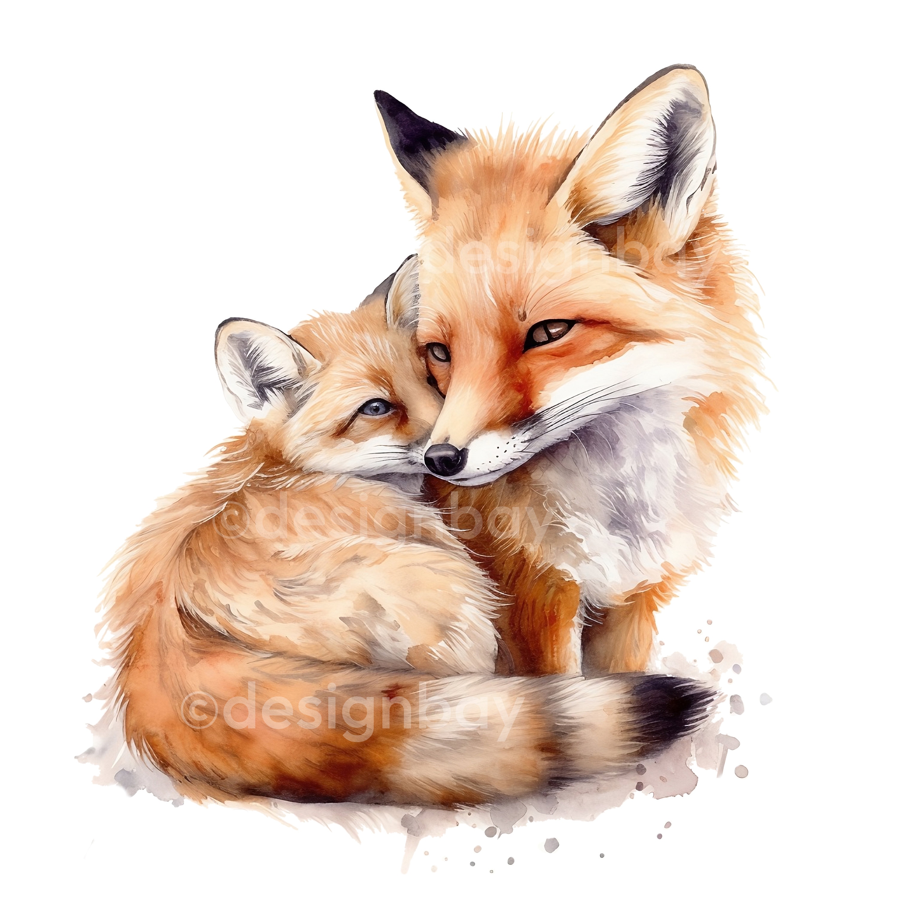 Mama & Baby Fox - Mother's Day Digital Art - Printable - Digital ...