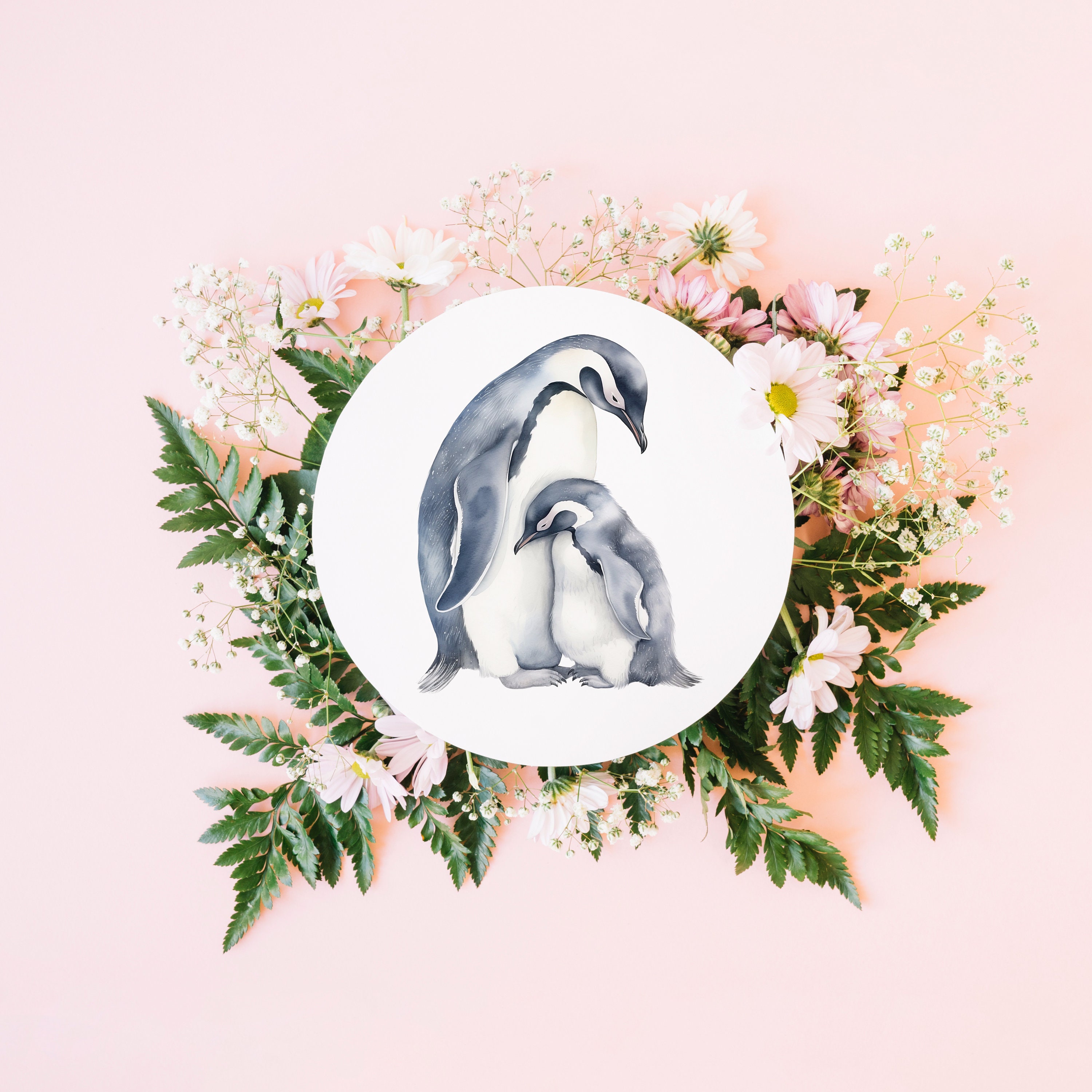 Mama & Baby Penguin - Mother's Day Digital Art - Printable - Digital ...
